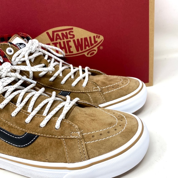 Vans | Shoes | Vans Sk8hi Mte Shoe High Top Brown Plaid Suede Womens ...